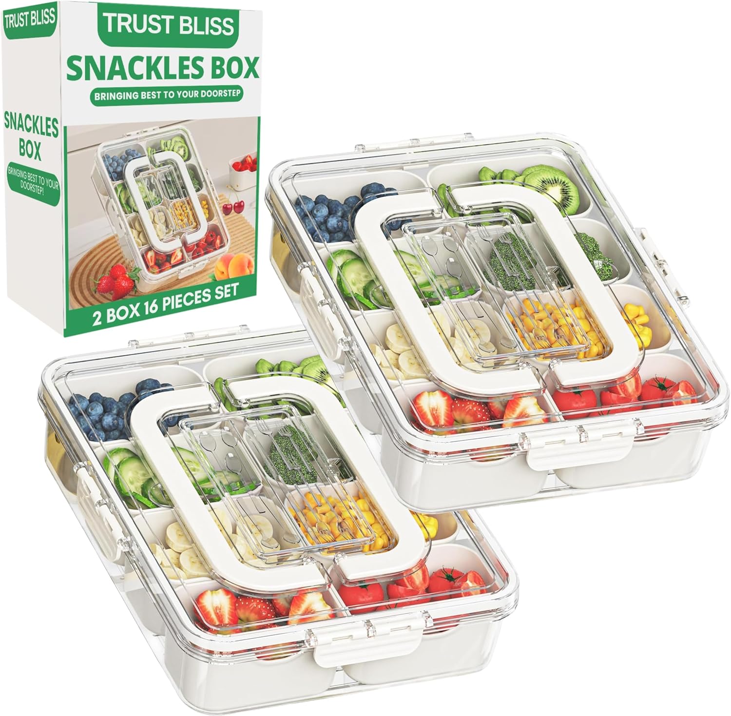 Amazon.com | Trust Bliss Snackle Box Container, Premium 2-Pack Divided ...