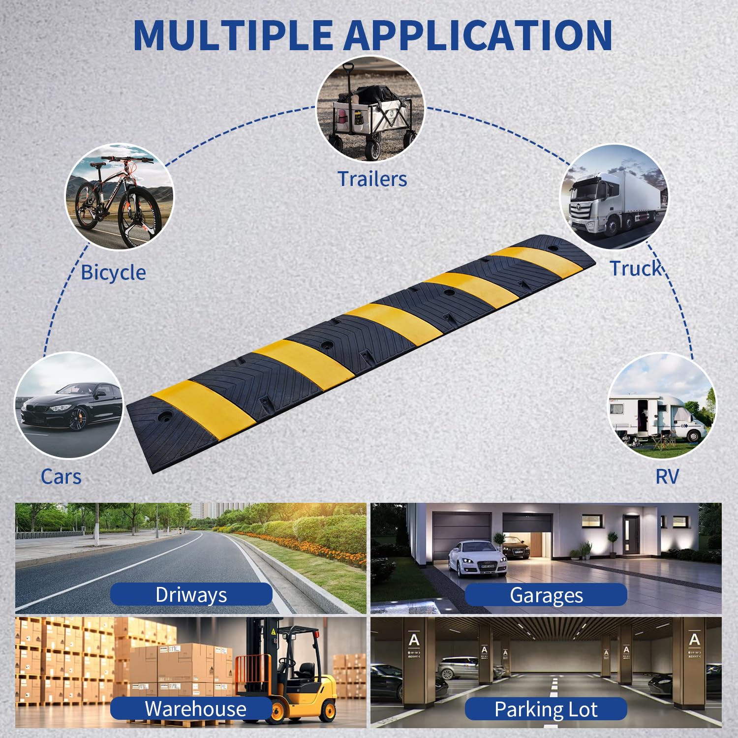 Rubber Speed Bump 72 Inch BESEA 6-Foot Heavy Duty Rubber Speed Bump (2 ...