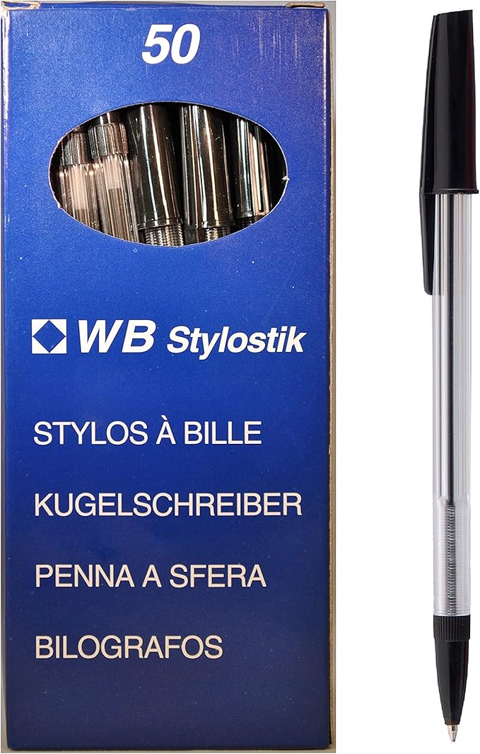 3 XStylostik Black Pens Pack of 50 Biros : Amazon.co.uk: Stationery ...
