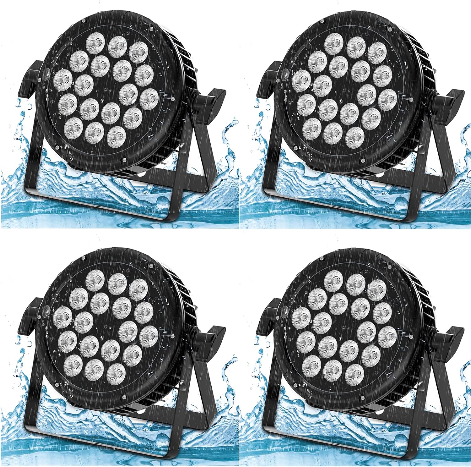 UKing 4pcs Waterproof Stage Light 18 X 10W LED Par Can Lights RGBW 4 in ...