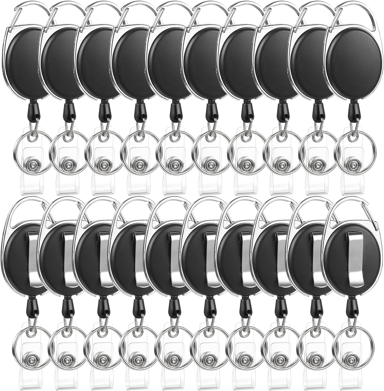 Amazon.com : 20 Pack Badge Reels Retractable ID Badge Holder with ...