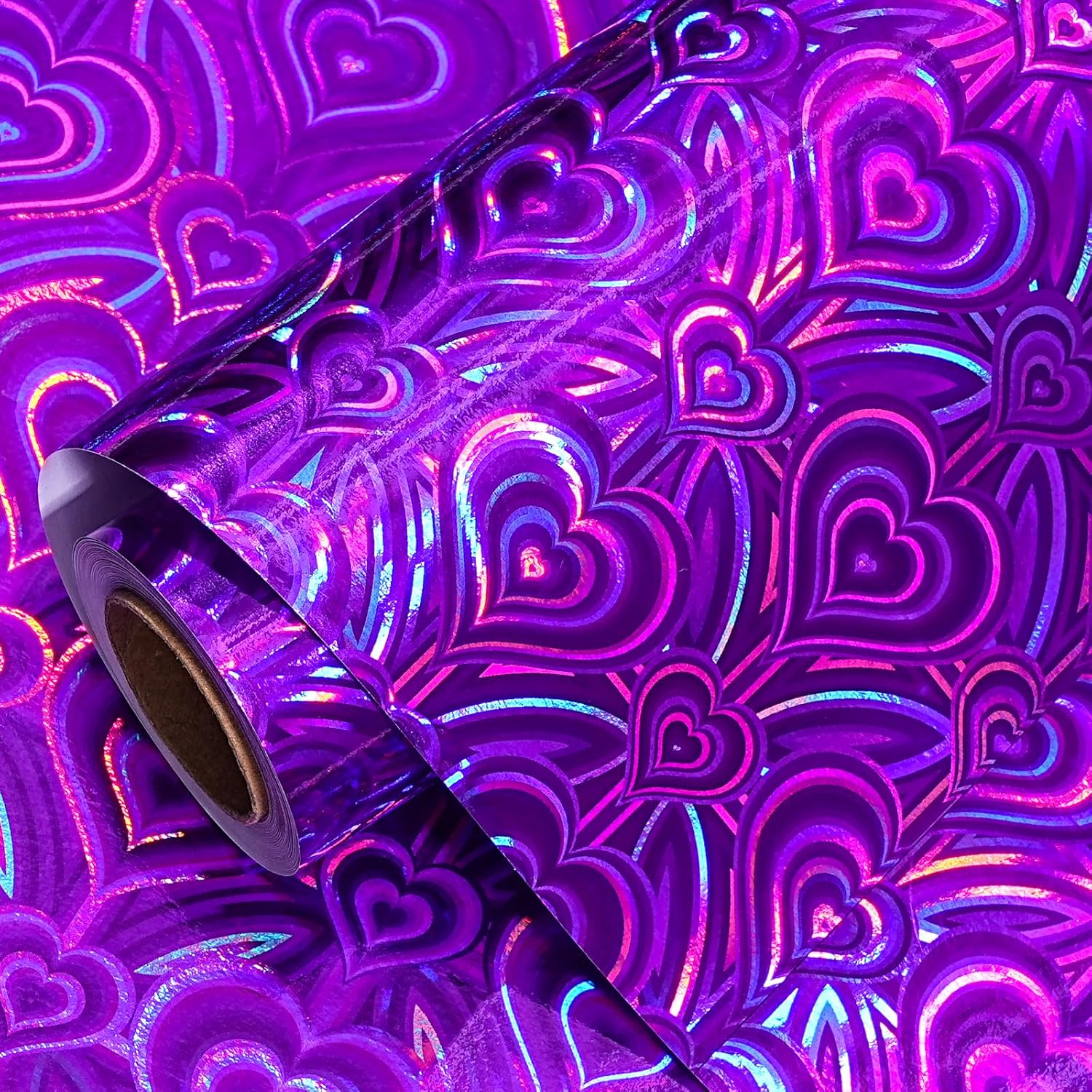 Amazon.com: LeZakaa Purple Holographic Wrapping Paper, Metallic Foil ...