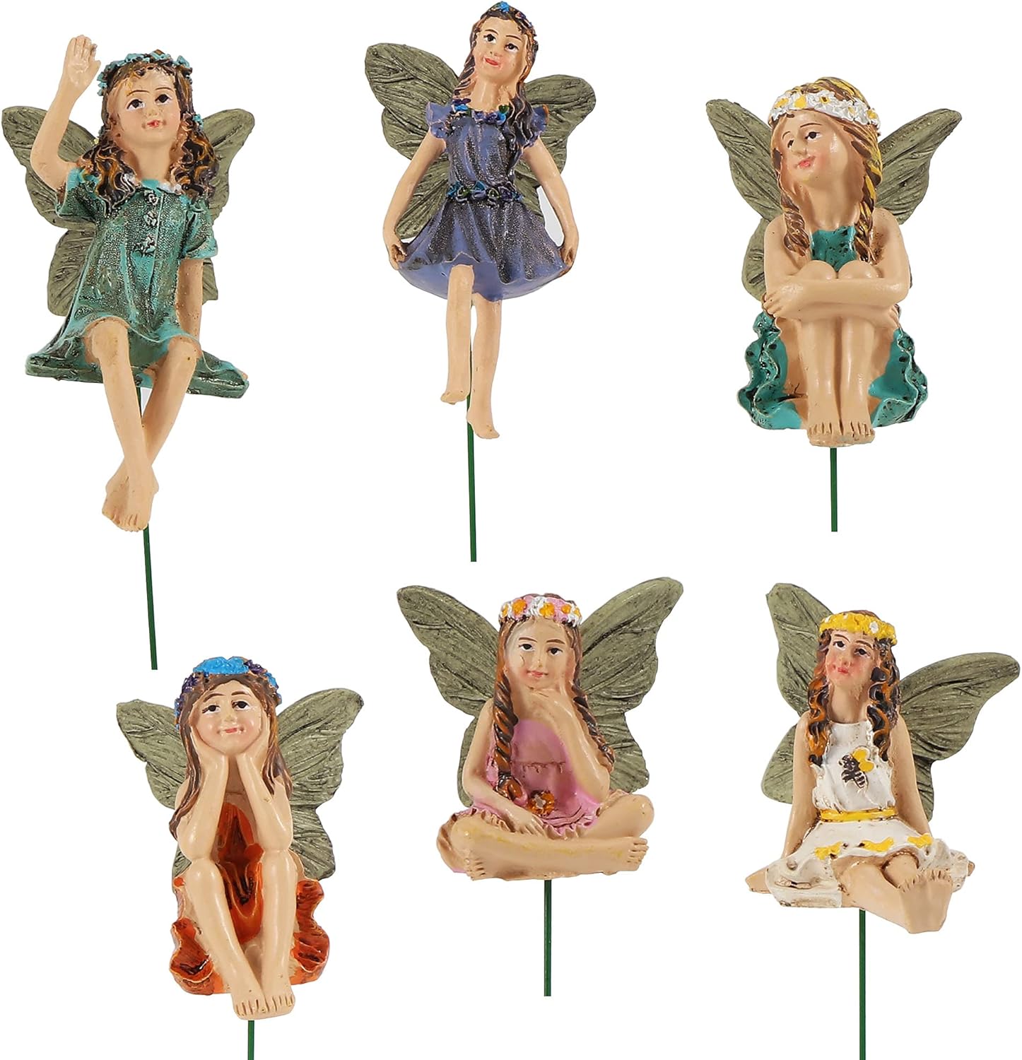 JelyArt 6 Miniature fairies Sculpture Garden Statue, Outdoor Ornament ...