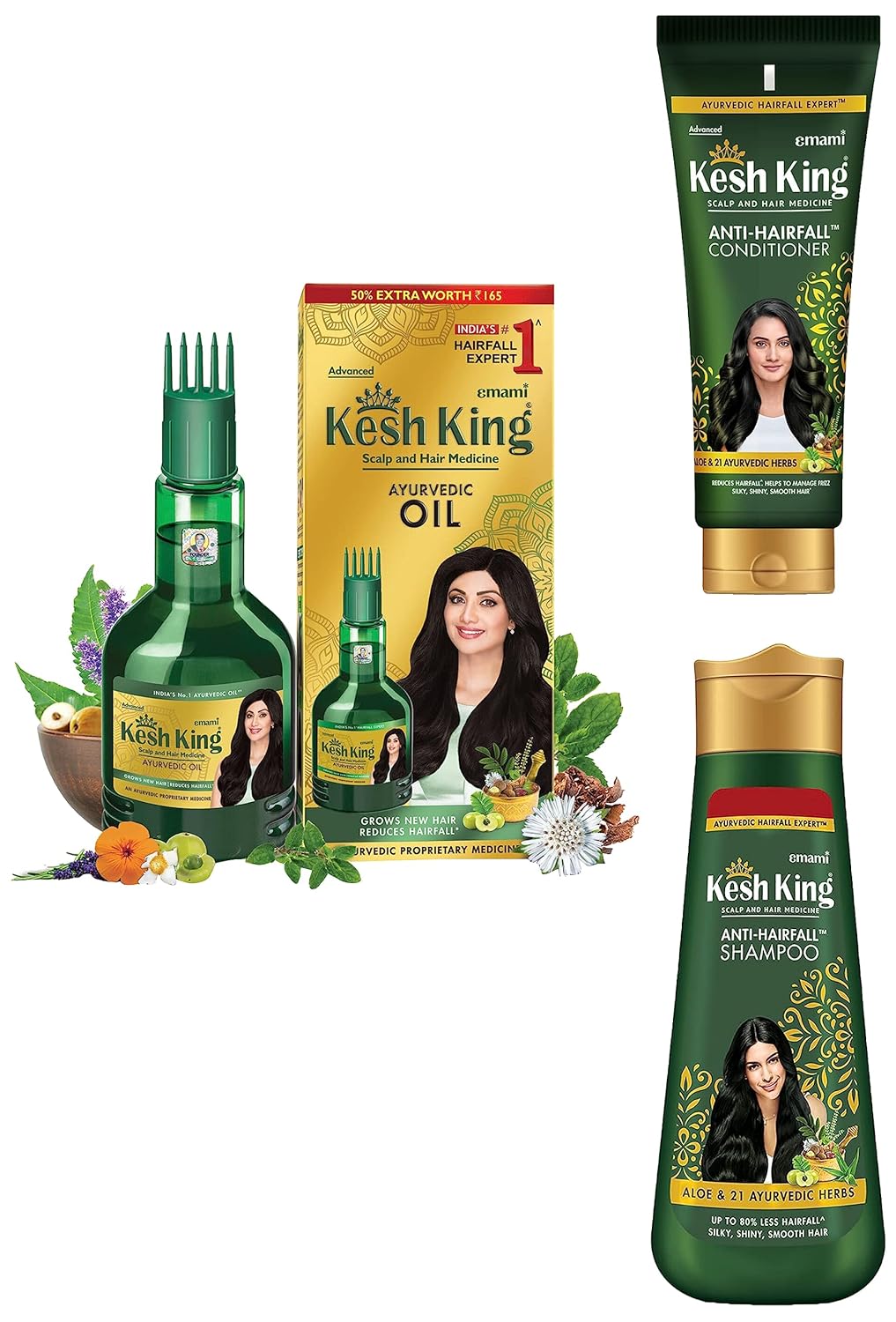 Buy Kesh King Ayurvedic Anti Hairfall Hair Oil, 300ml & Kesh King Scalp ...