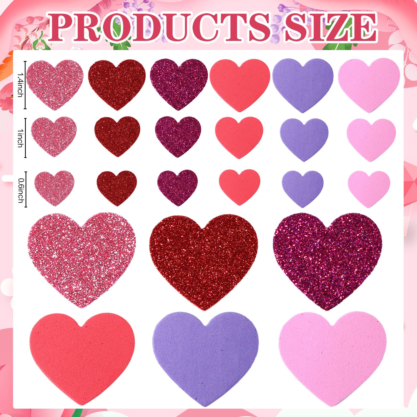 Snapklik.com : 600 Pcs Valentines Day Heart Foam Stickers Self Adhesive ...