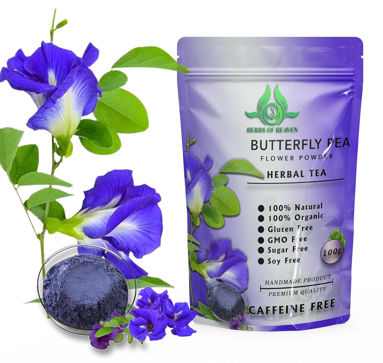 Amazon.com : 100g Blue Butterfly Pea Powder - 100% Natural Flower ...
