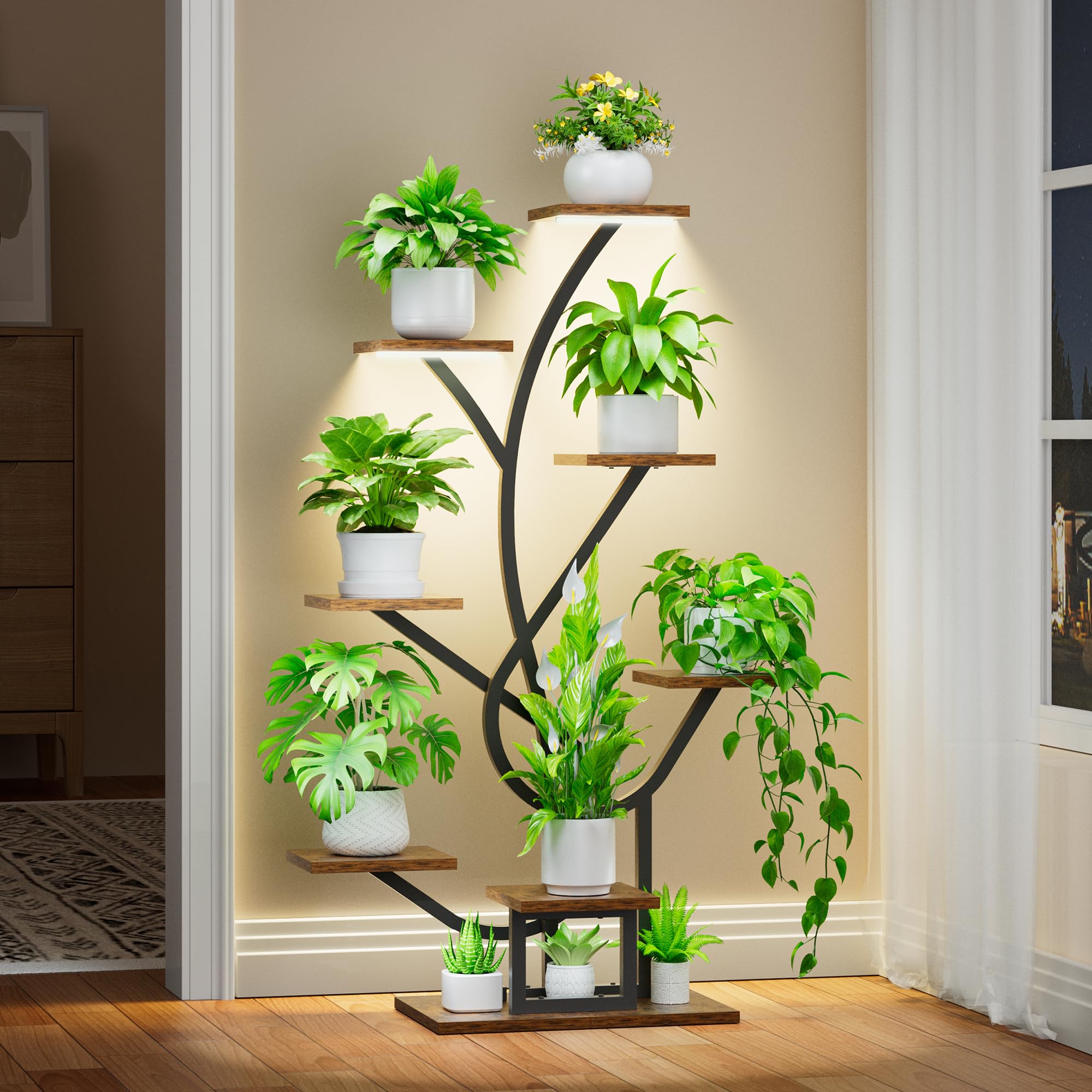 Amazon.com: Plant Stand Indoor with Grow Lights - 8 Tiered Indoor Plant ...
