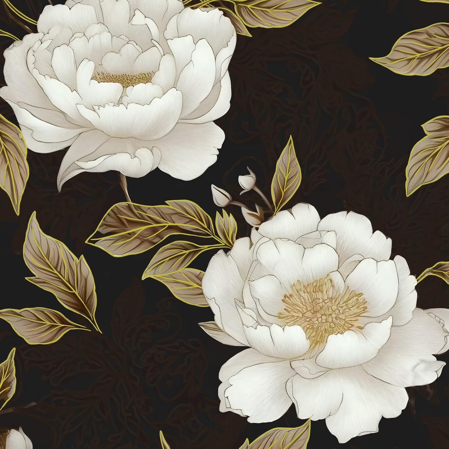 BOKEBEVE Big Floral Contact Paper Boho Leaves Peel and Stick Wallpaper ...