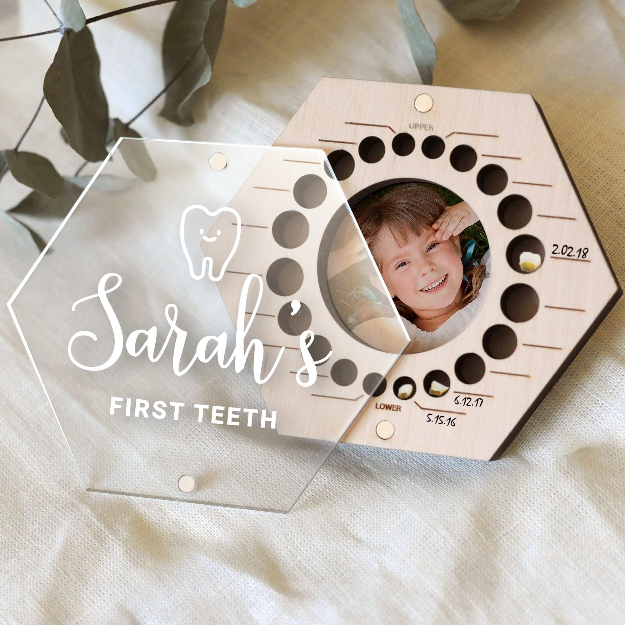 Amazon.com: L-site Personalized Baby Teeth Keepsake Box - Custom Wooden ...