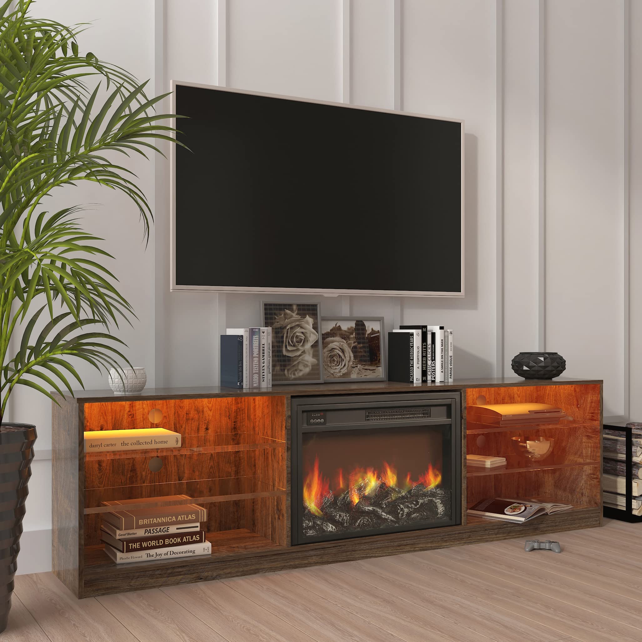 Buy JOYSOURCE Fireplace TV Stand For Up To 85 Inch TV Wood LED