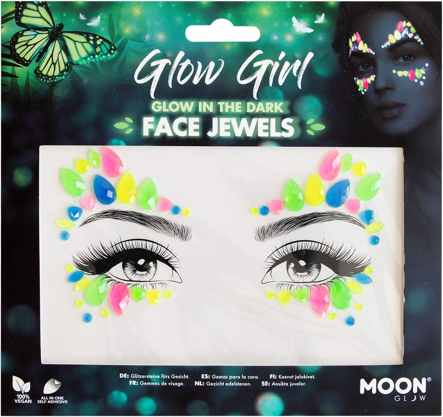 Glow in the Dark Face Jewels by Moon Glow - Festival Face Body Gems ...