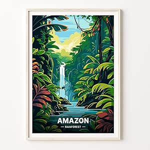 Amazon.com: Amazon Rainforest Travel Poster, Brazil Adventure Wall Art ...