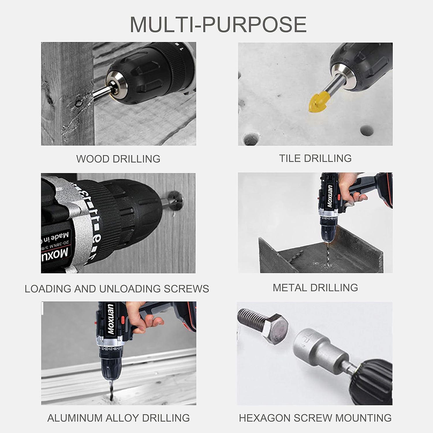 Cordless Drill Driver, Cordless Drill with 2 Batteries, 30Min Fast ...