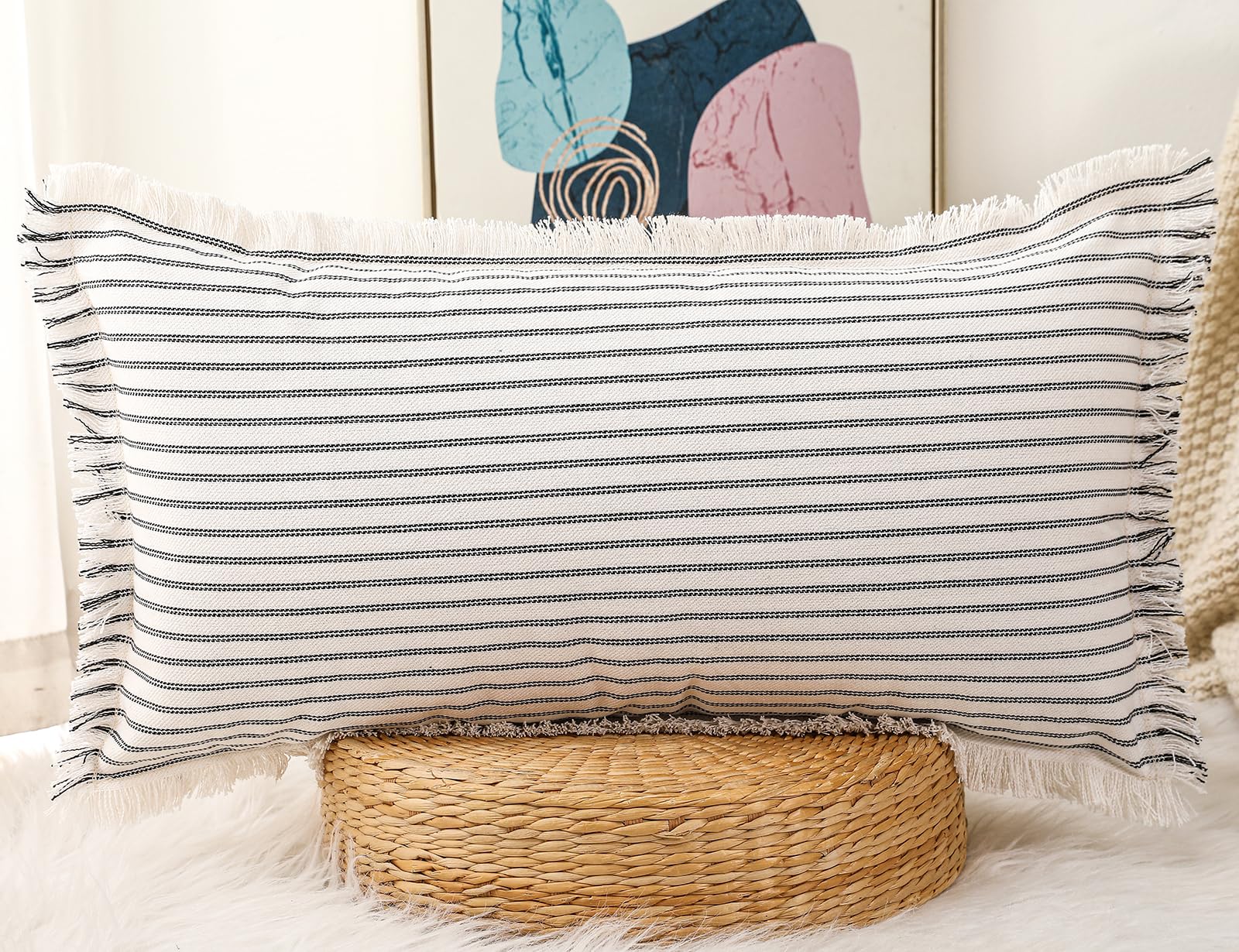 Amazon.com: PANOD Decorative Boho Long Lumbar Pillow Cover 14x20,Super ...