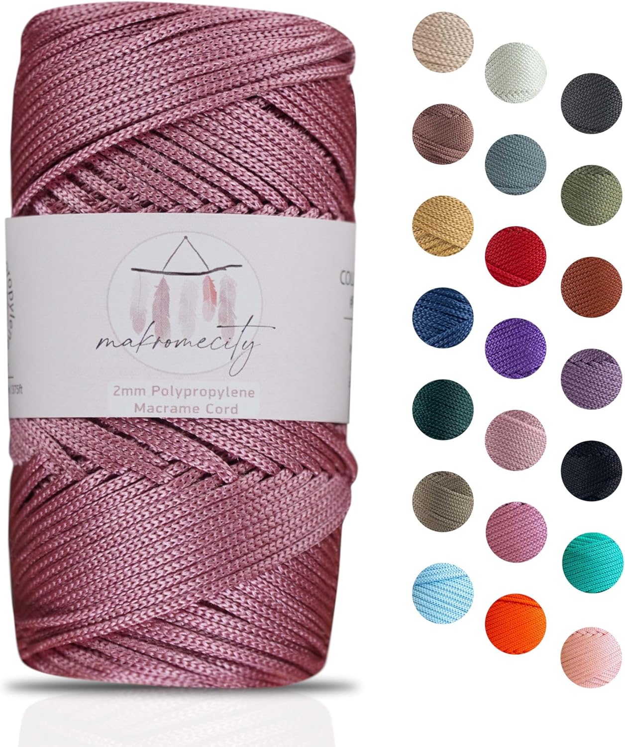Amazon.com: Makromecity, Polyester Macrame Cord 2mm x 125 Yards (375 ...