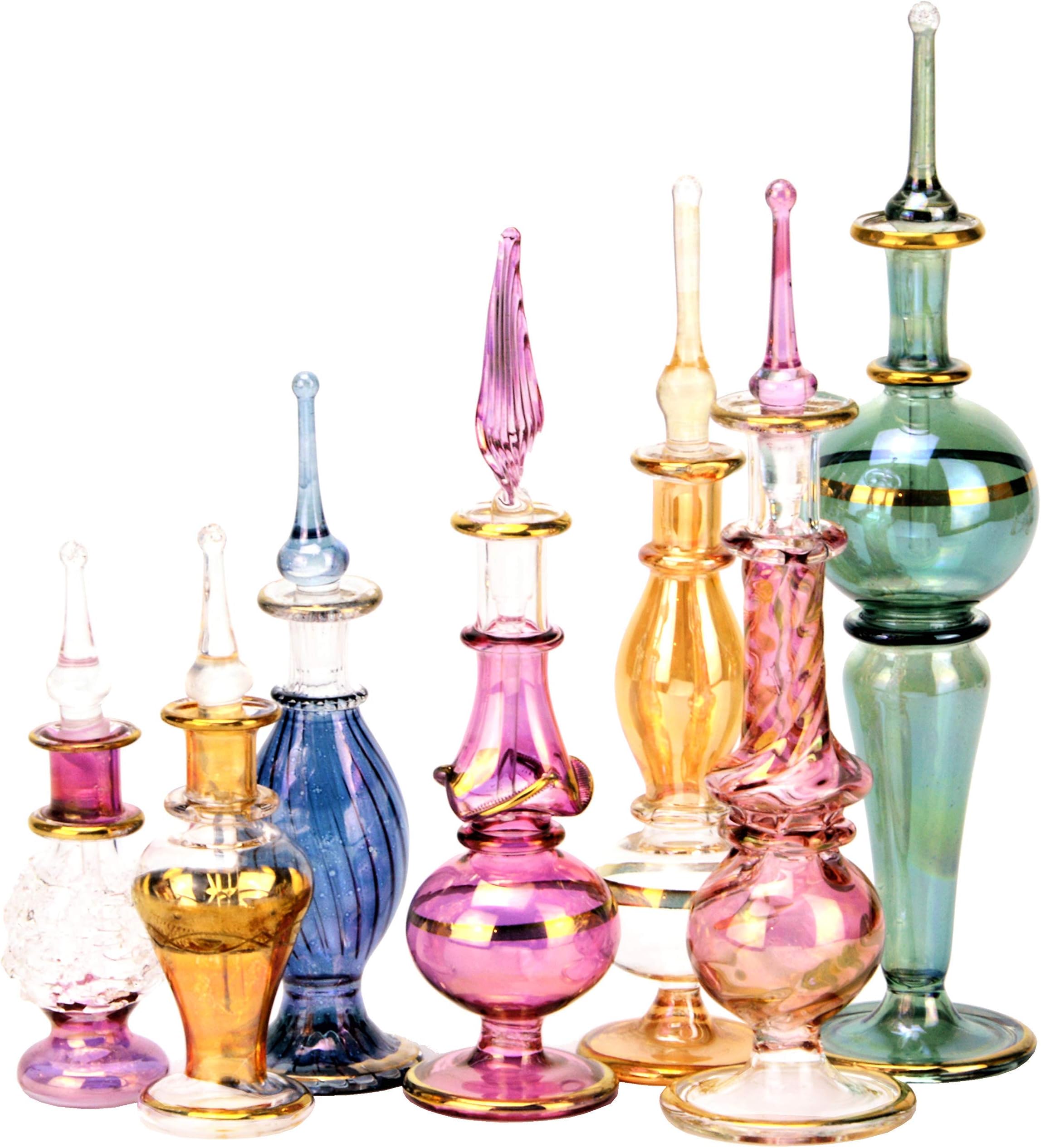 Amazon.com: Egyptian Perfume Bottles, Mouth Blown Glass Genie bottles ...