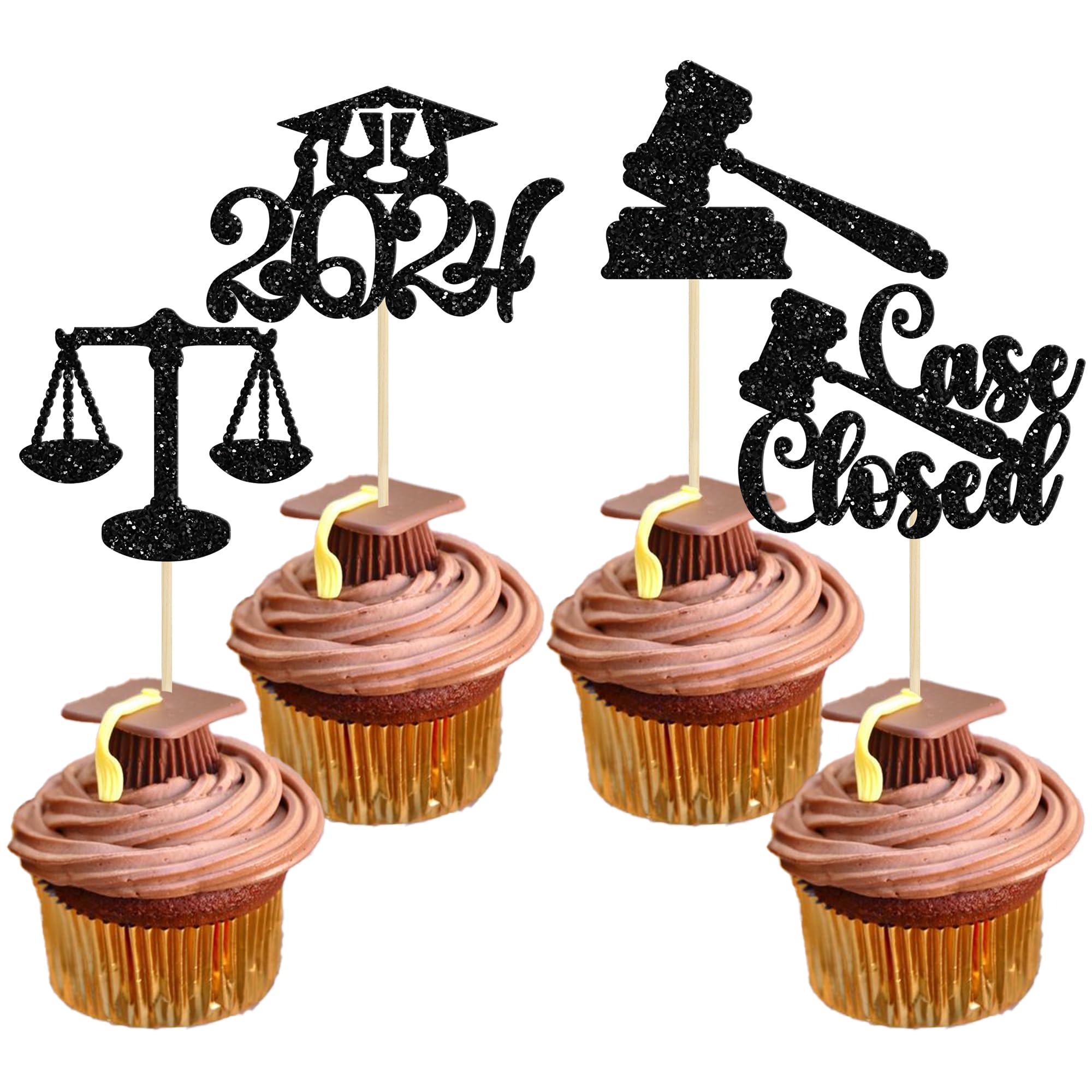 Amazon.com: 24Pcs Lawyer 2024 Graduation Cupcake Toppers Glitter Class ...