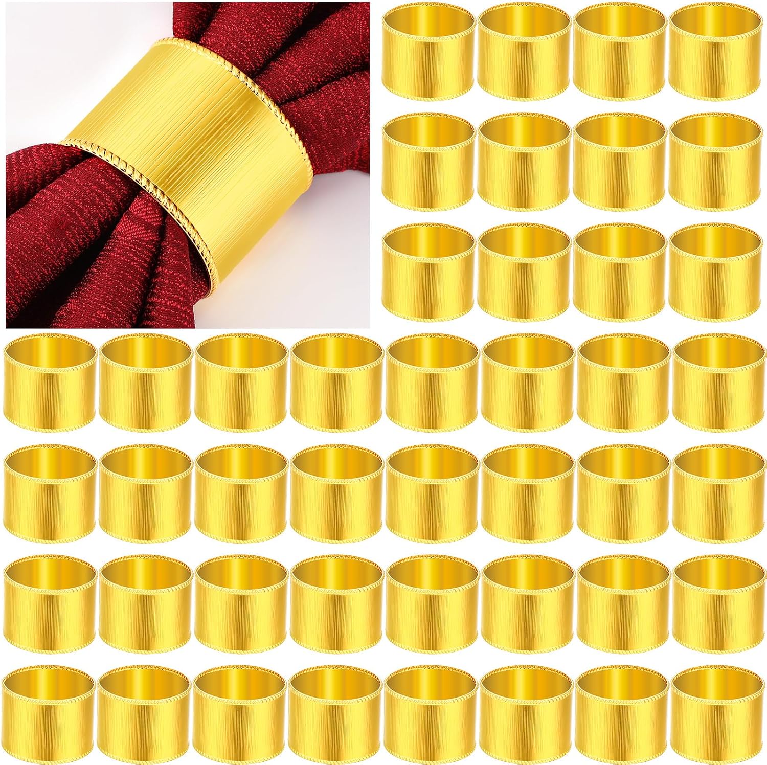 Amazon.com: Domensi 36 Pcs Napkin Rings Bulk, Frosted Gold Serviette ...