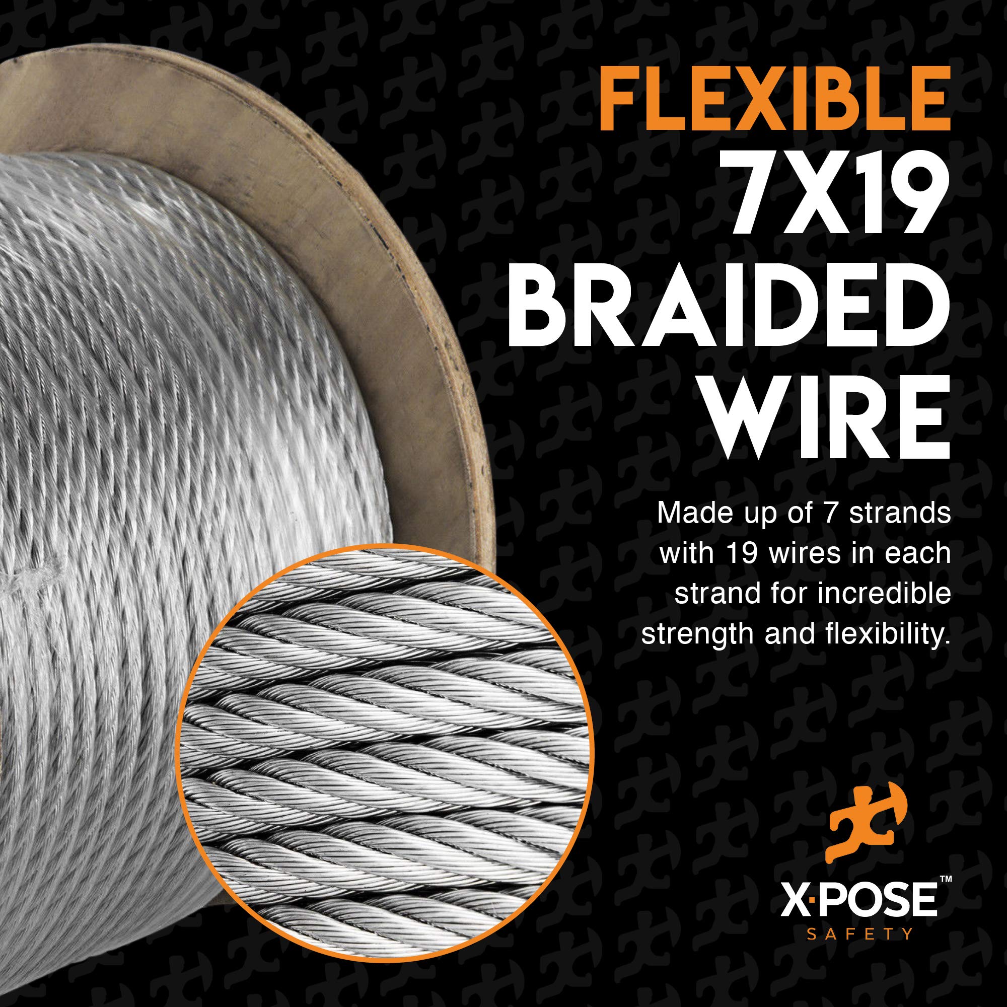Snapklik.com : 7 X 19 Galvanized Steel Aircraft Cable Wire - 3/8" - 250 ...
