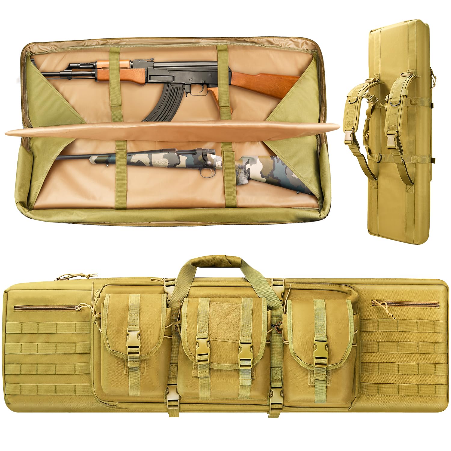 Snapklik.com : 46in Double Rifle Bag, Tactical Long Rifle Backpack ...