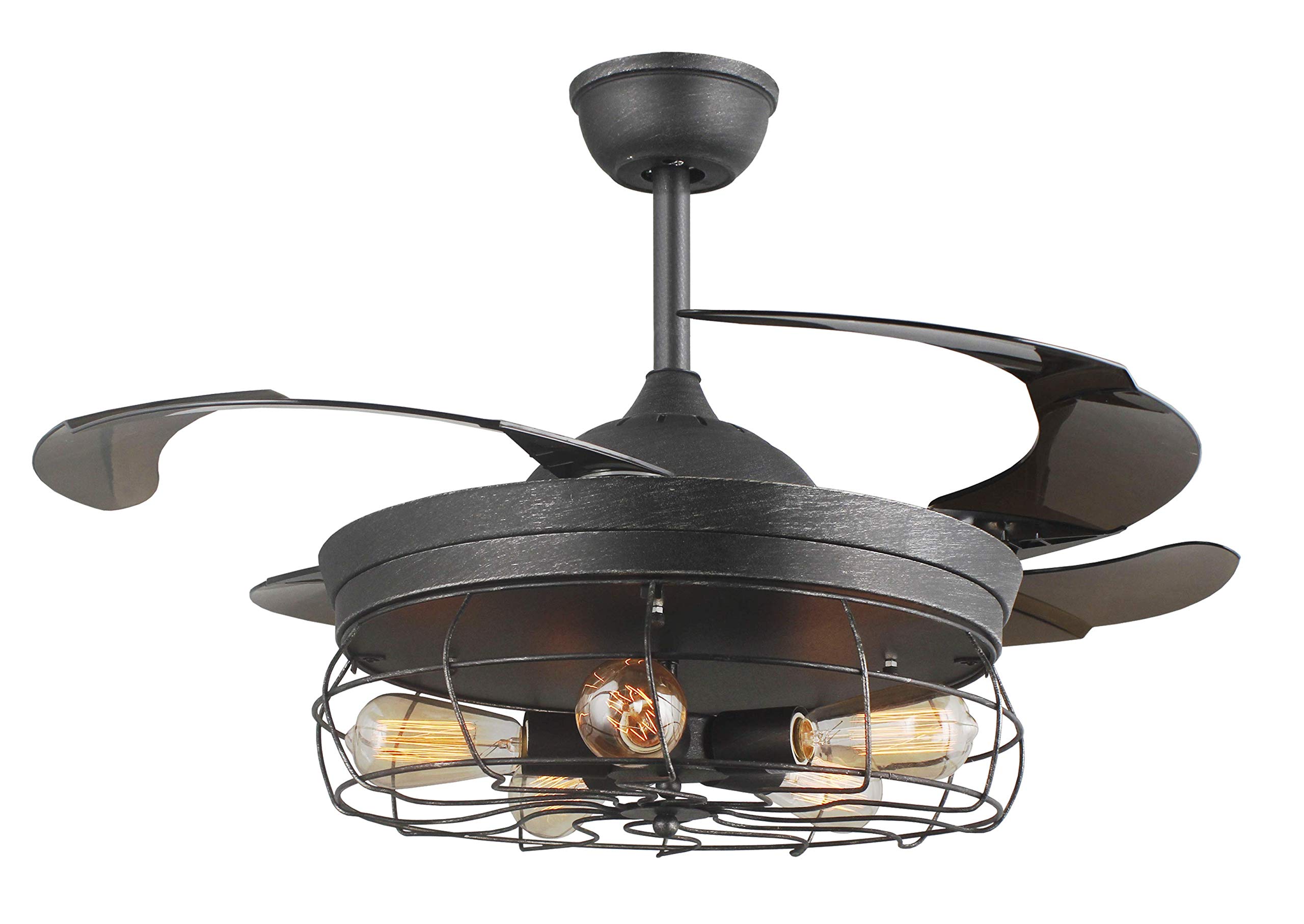 42'' Ceiling Fans Invisible Retractable Blades Farmhouse Industrial ...