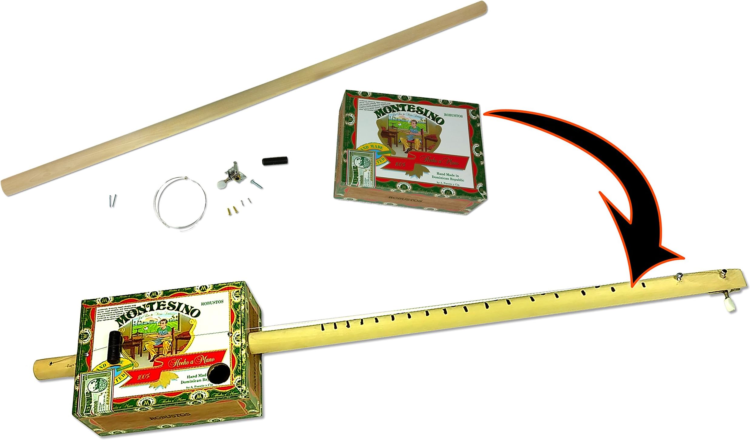 Amazon.com: One-string Cigar Box Guitar DiddleyBow Kit - Easy to Build ...