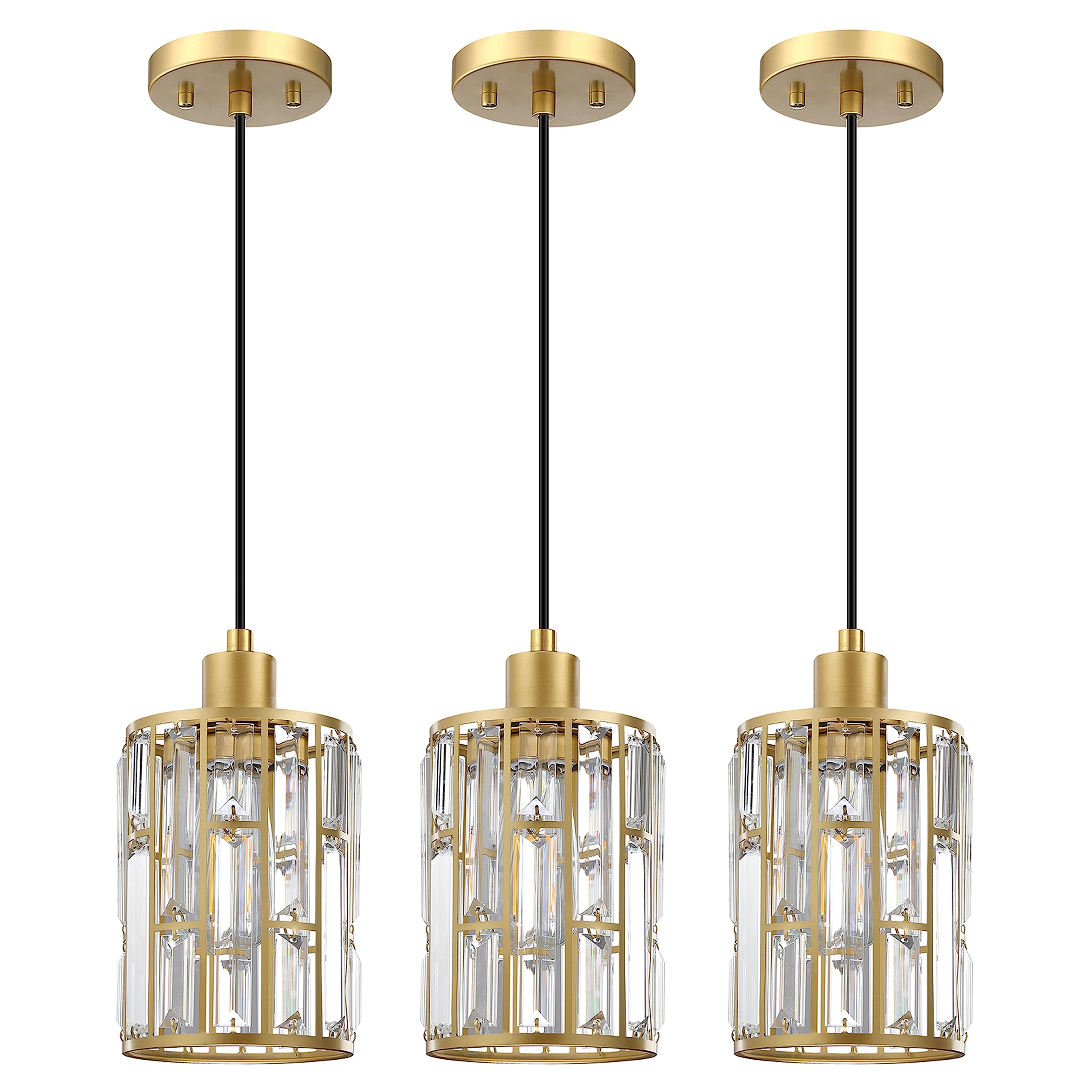 T KING HOUSE 3 Pack 1 Light 5.5" Crystal Hanging Kitchen Island Pendant ...