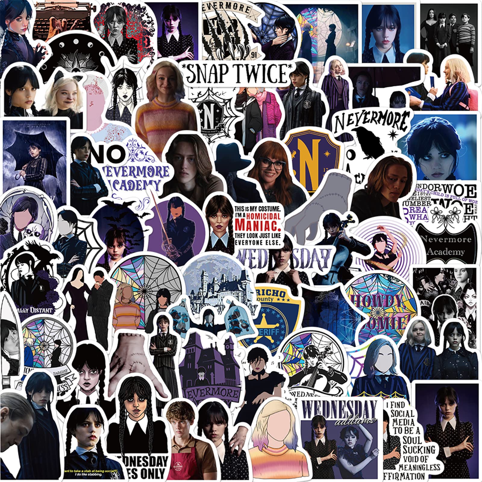 Amazon.com: 70pcs Wednesday Stickers Addams TV Show Stickers Bloody ...