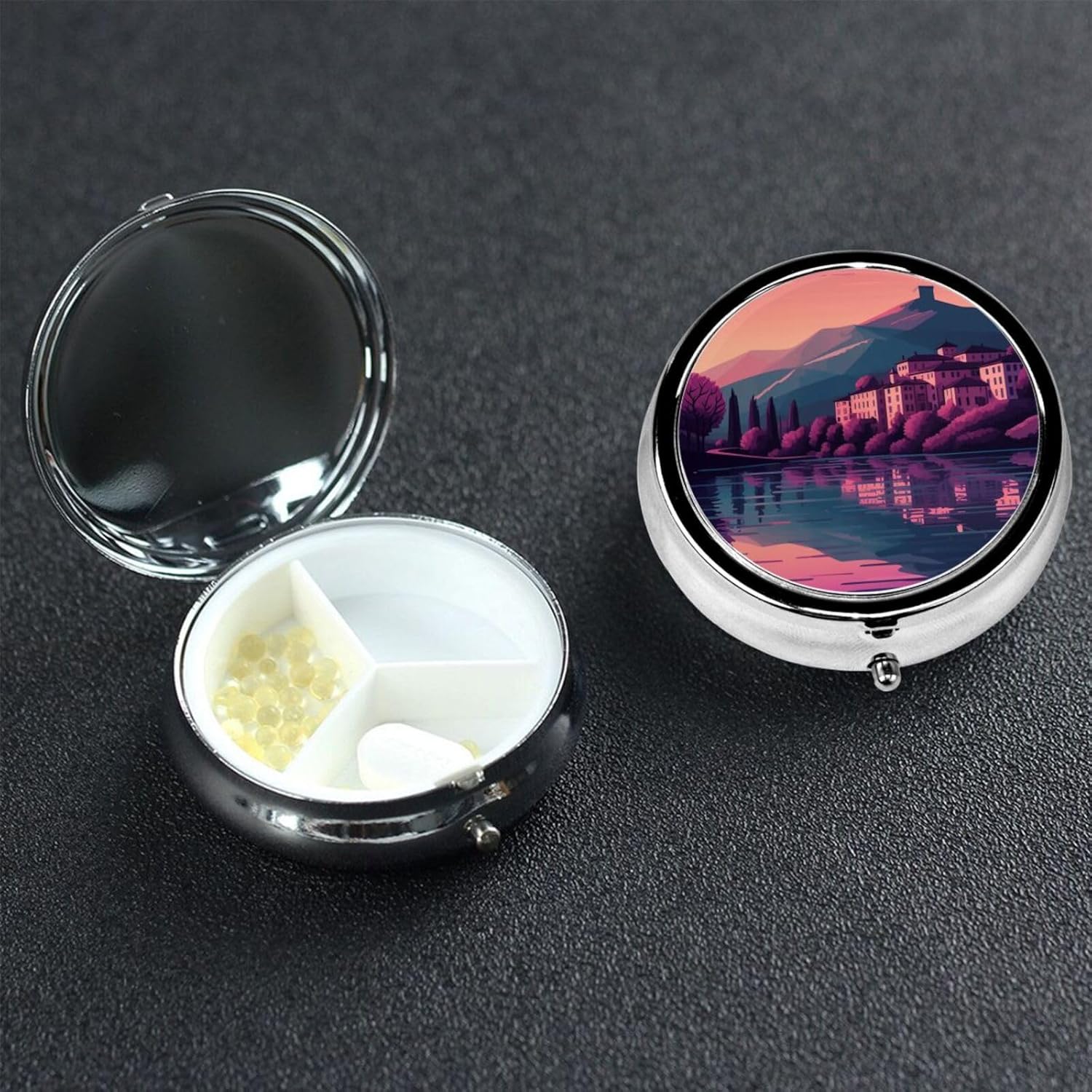 Amazon.com: Round Pill Box 3 Compartment Pill Box Pill Containe Pillbox ...