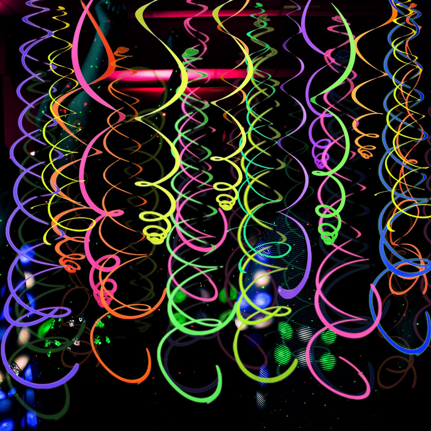 Amazon.com: 56 PCS UV Colorful Ceiling Swirl Decoration Hanging Paper ...