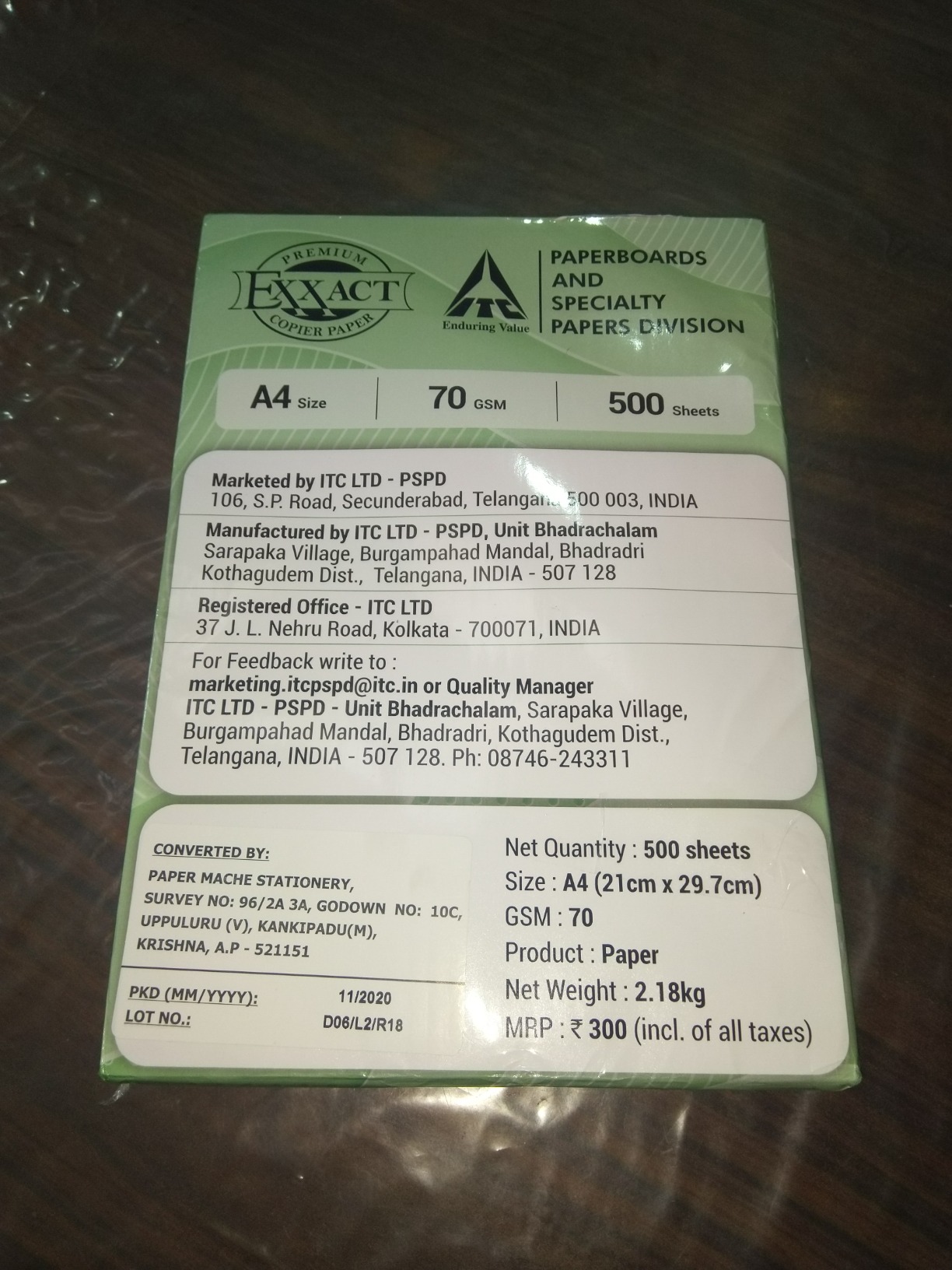 EXXACT A4, 500 Sheets, 70 GSM, 1 Ream, ITC Copier Paper : Amazon.in ...