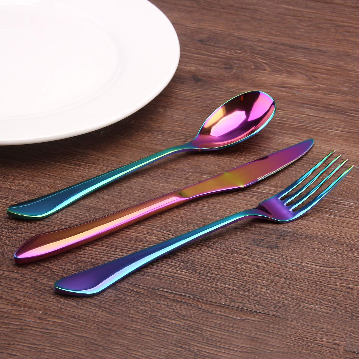 Snapklik.com : Rainbow Silverware Set, 20-Piece Stainless Steel ...