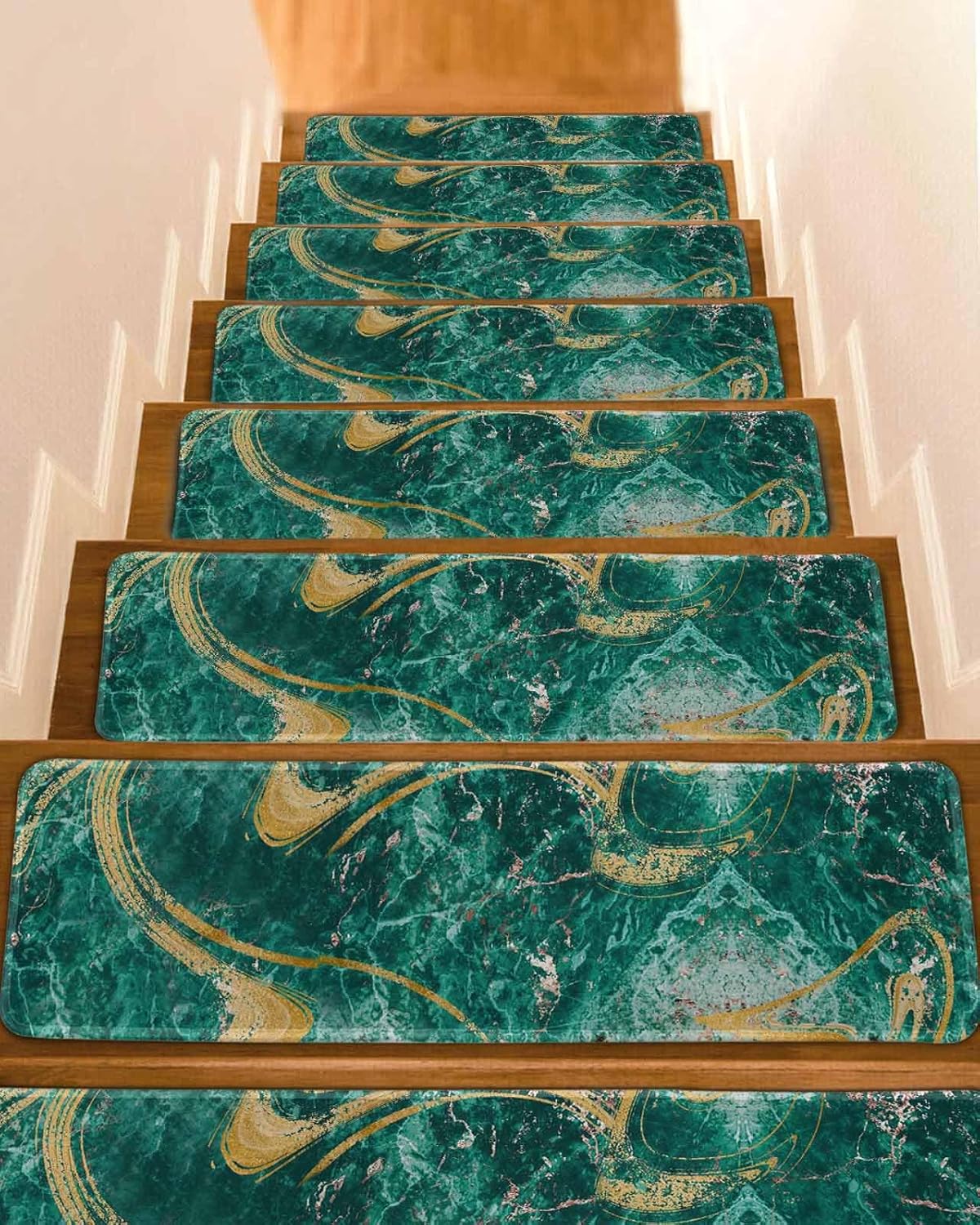 Turquoise Stair Treads for Wooden Steps Indoor, Non-Slip Stair Treads ...