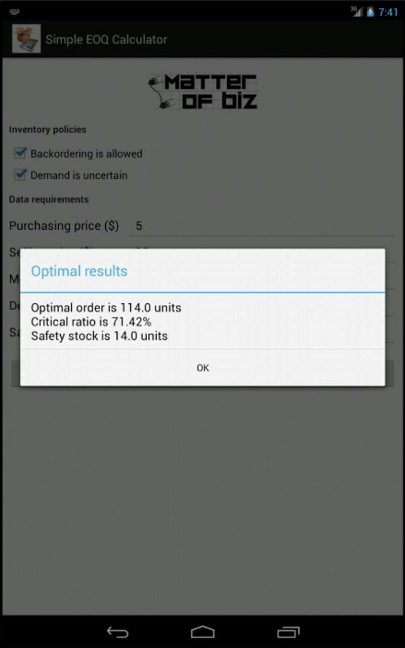 Simple EOQ Calculator - App on the Amazon Appstore