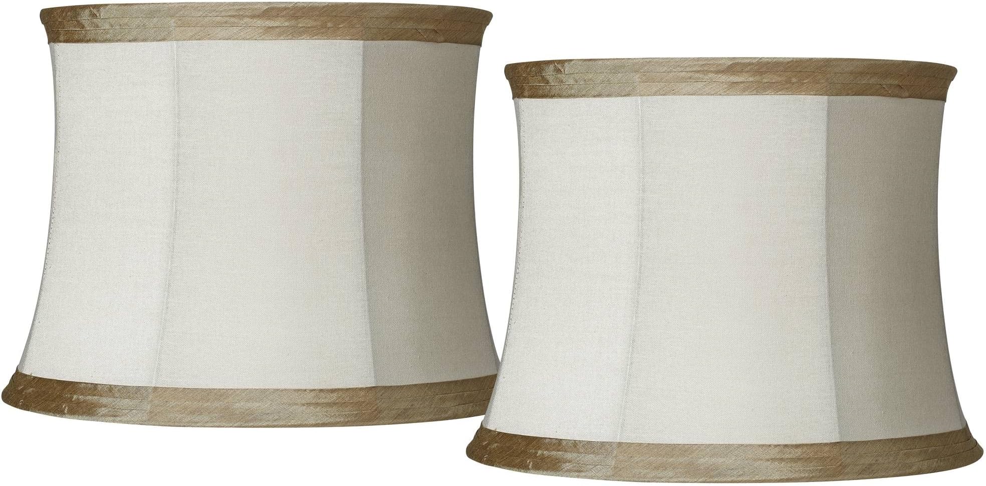 Set of 2 Tapered Drum Lamp Shades Gray Medium 15" Top x 16" Bottom x 11 ...