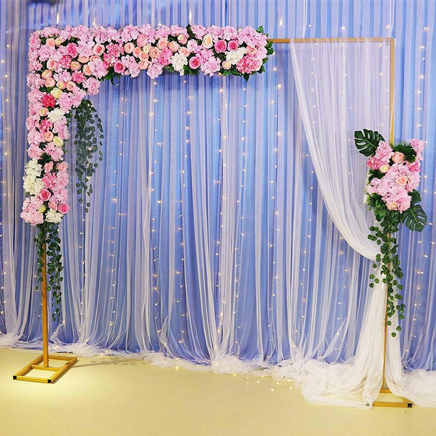 CNCEST Gold Metal Wedding Arch Square Arch Backdrop Stand Flowers ...