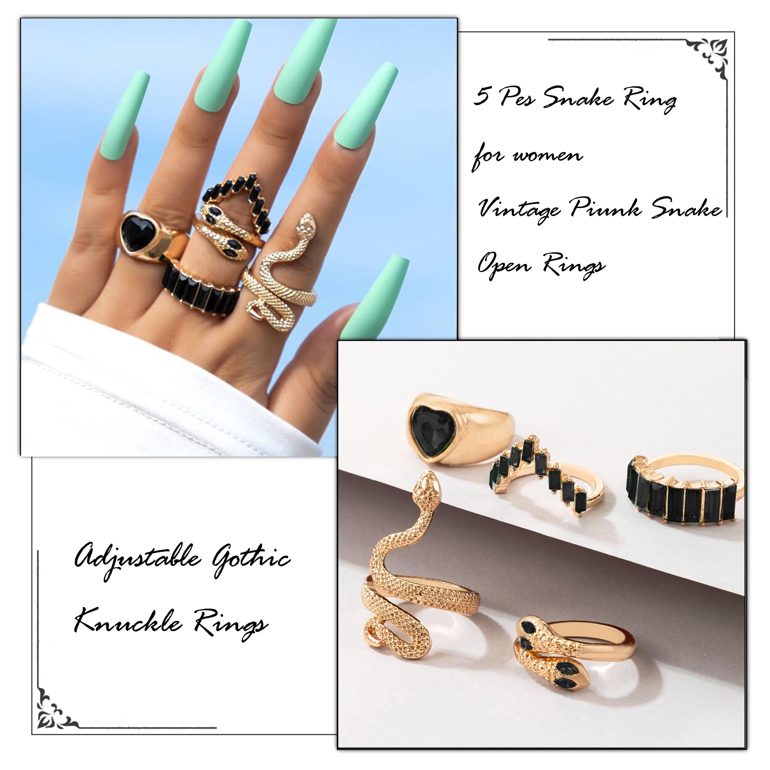 Snapklik.com : Snake Stackable Rings For Women Snake Jewelry Set ...