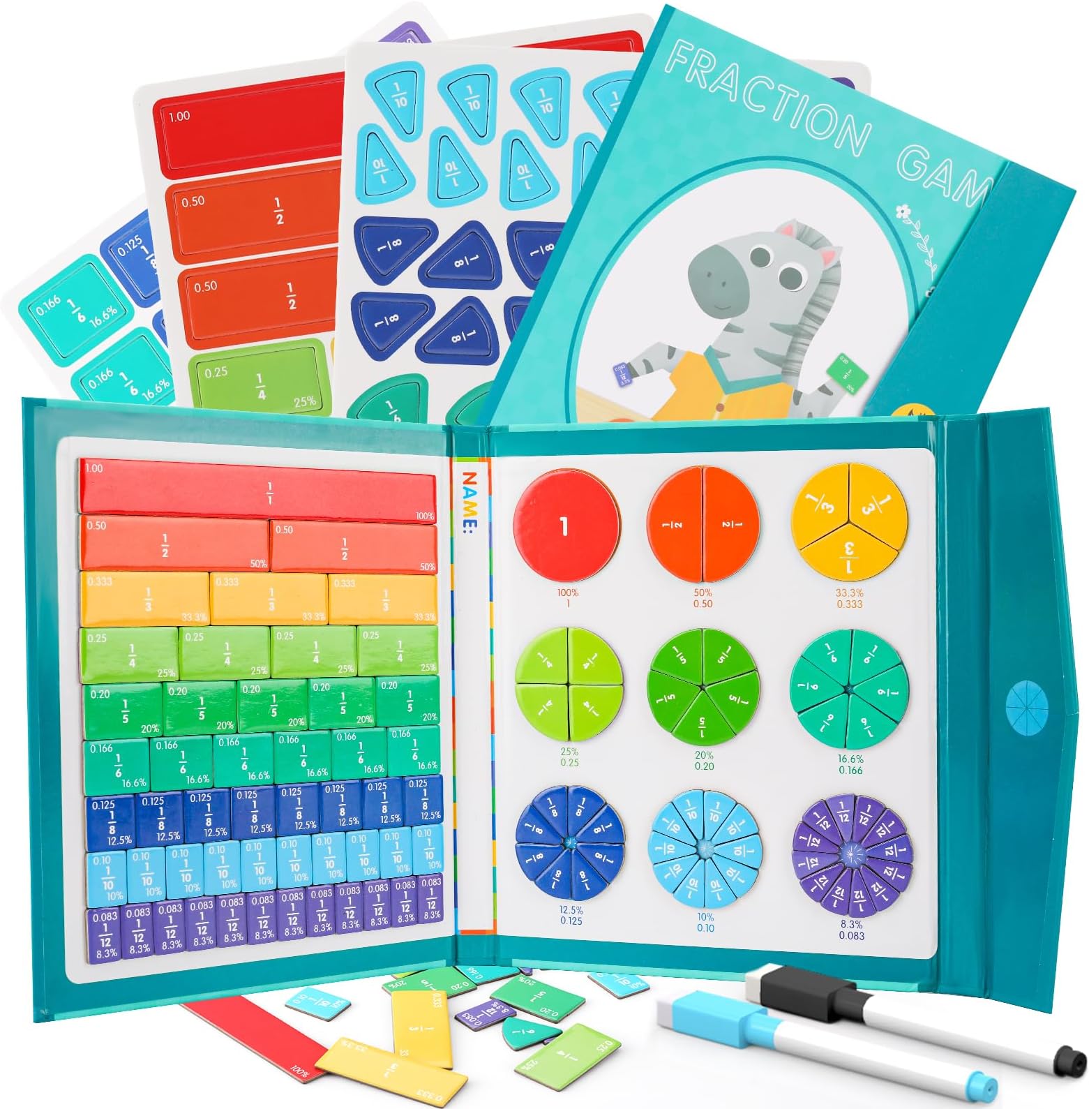 Amazon.com: Magnetic Fraction Educational Puzzle, 102 Pcs Magnetic ...