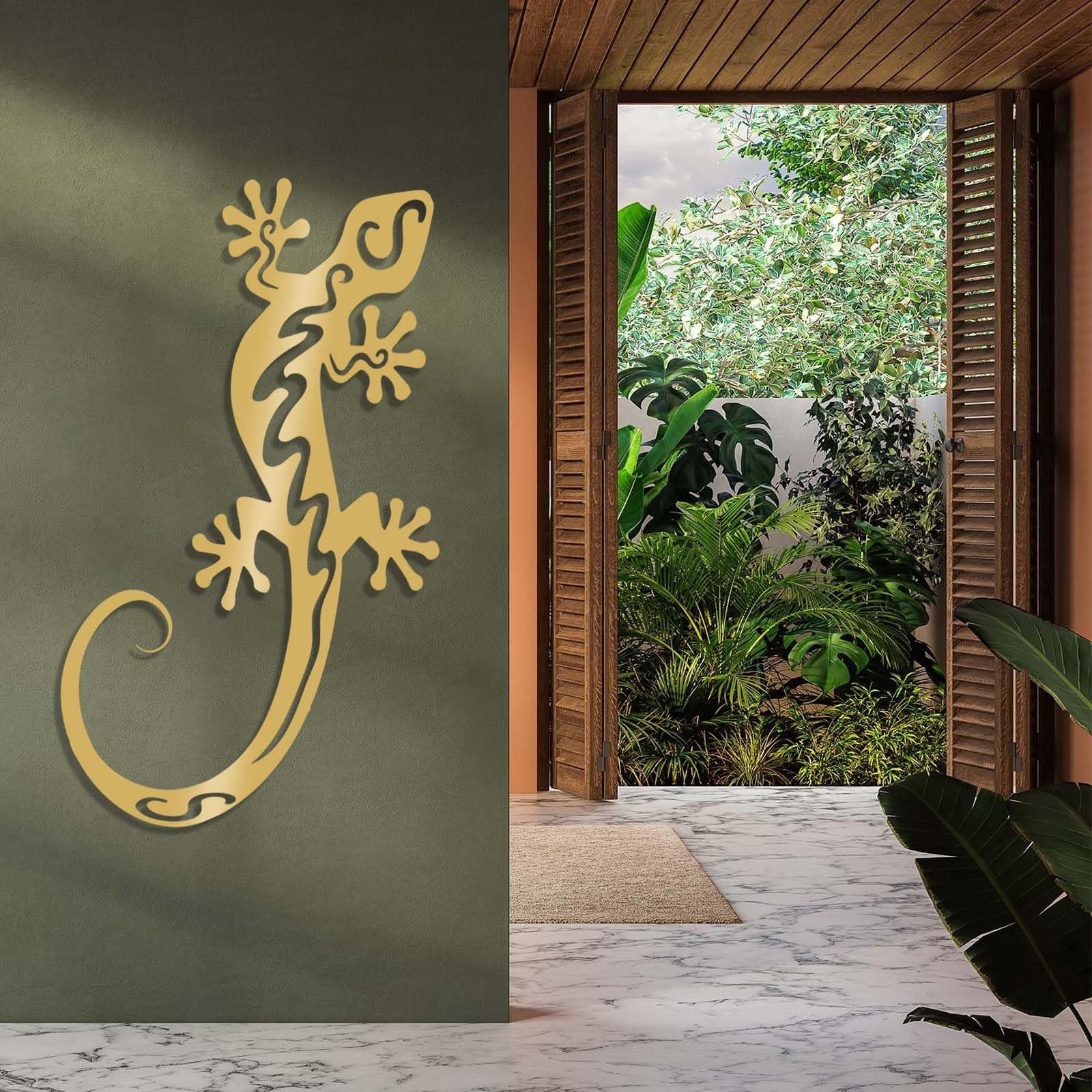 Benzara Metal Gecko Wall Art Liosecgar Metal Gecko Wall Decorations