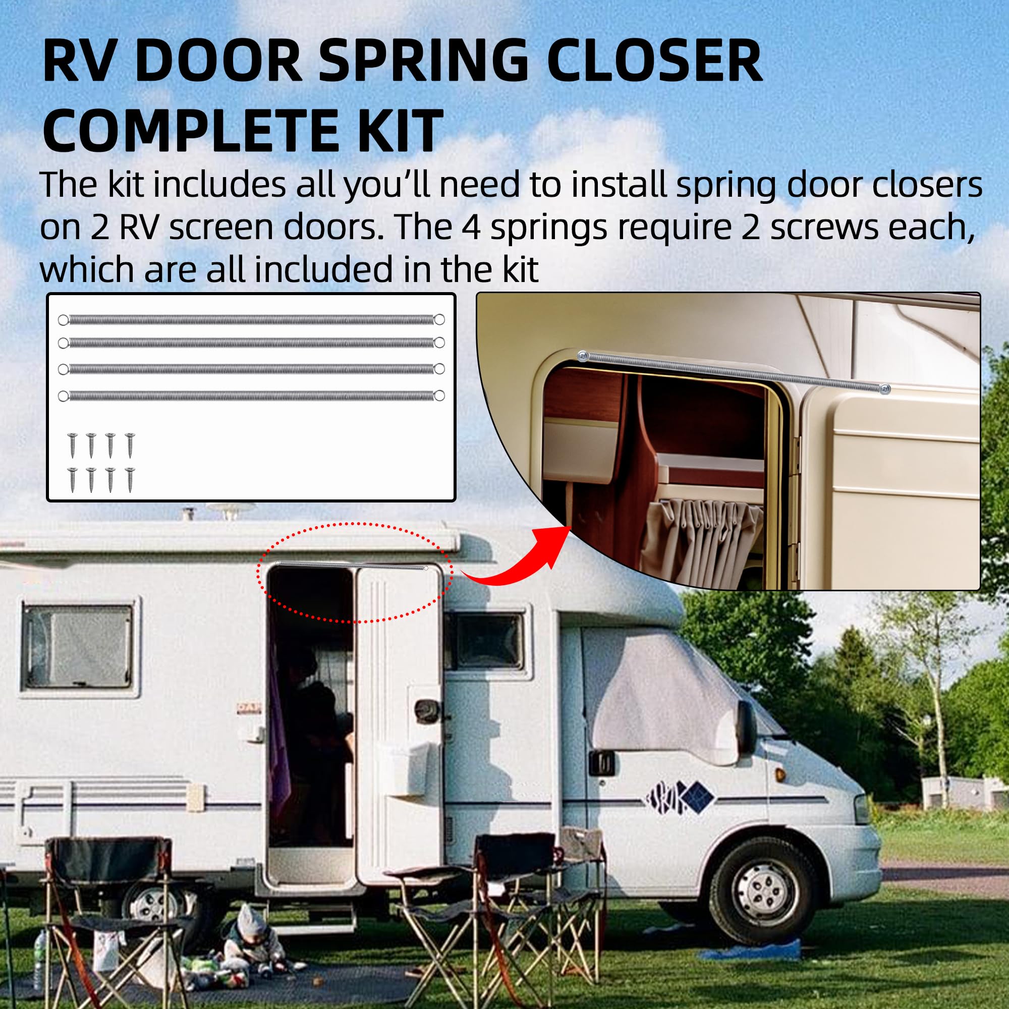Door Spring TonGass (4-Pack 1 Ft RV Screen Closure Kit- Stainless Steel ...