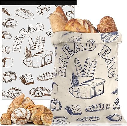 Amazon.com: Wowangce 2 Pcs Bread Bags,Zipper Reusable Bread Bags for ...