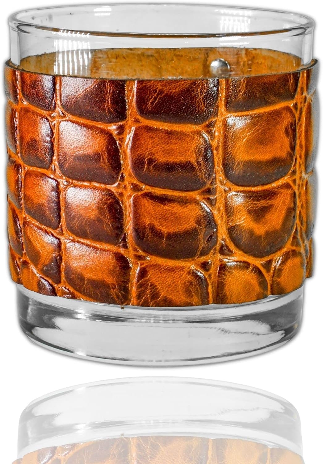 Amazon.com | Duke & Edison Brown Alligator Leather Wrapped Whiskey ...