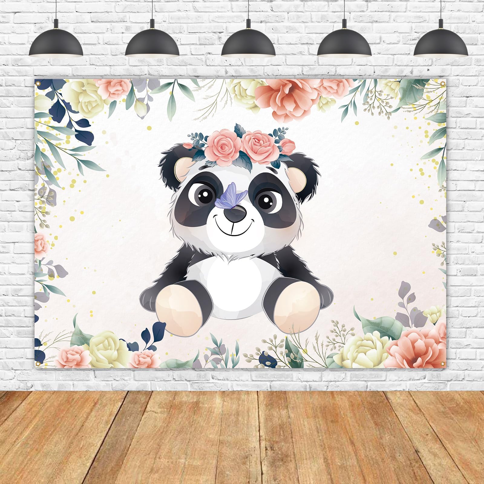 Amazon.com : WHPCT Pink Girls Flower Panda Backdrop,Panda Birthday ...