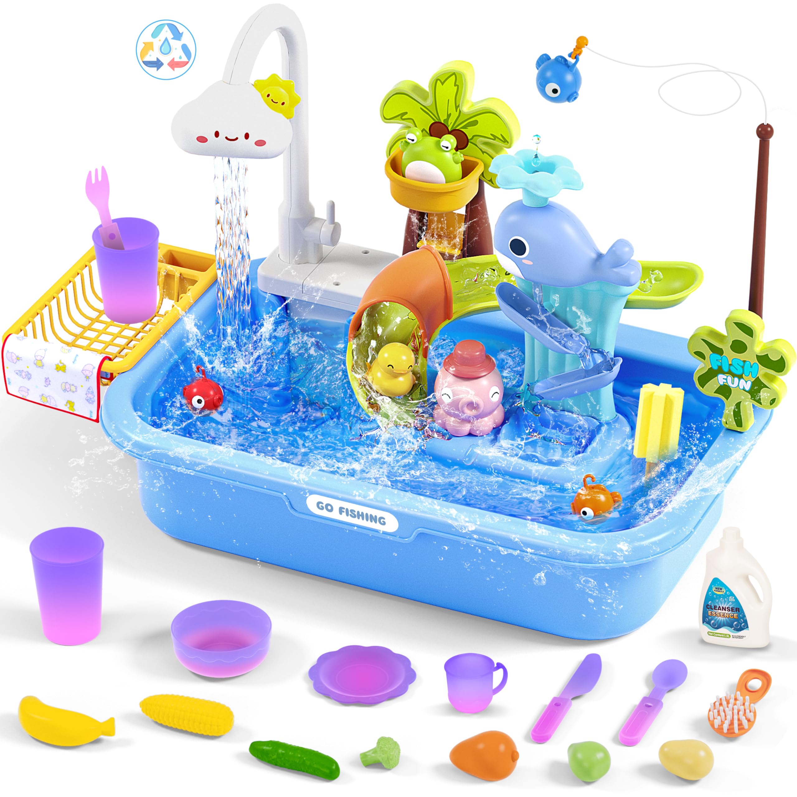 Amazon.com: Upgraded Play Sink with Running Water, Color Changing Play ...