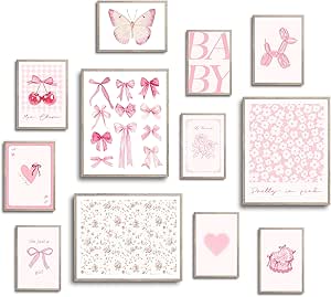 Amazon.com: TwoDays Pink Coquette Room Decor Aesthetic, Light Pink Bows ...