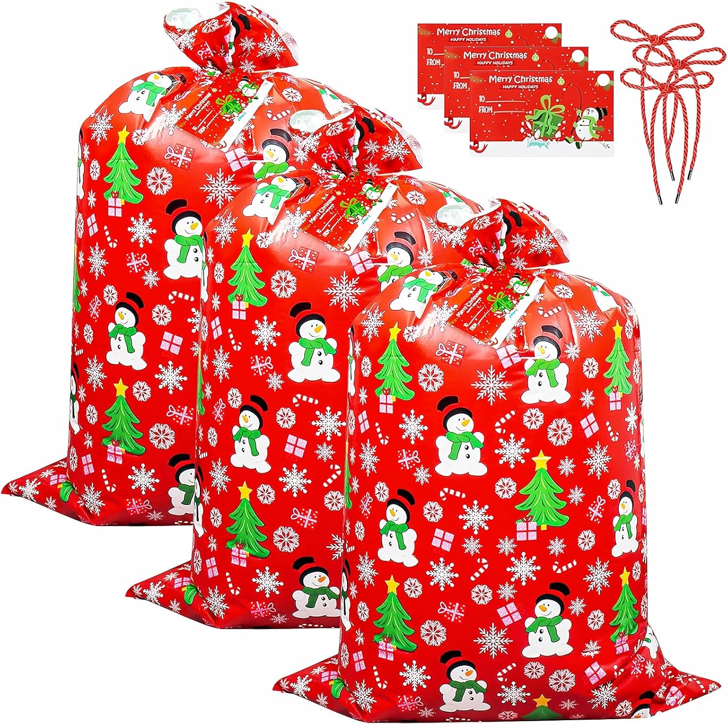 3Pcs Jumbo Christmas Sacks Extra Large Xmas Sacks with Gift Tags & Rope ...