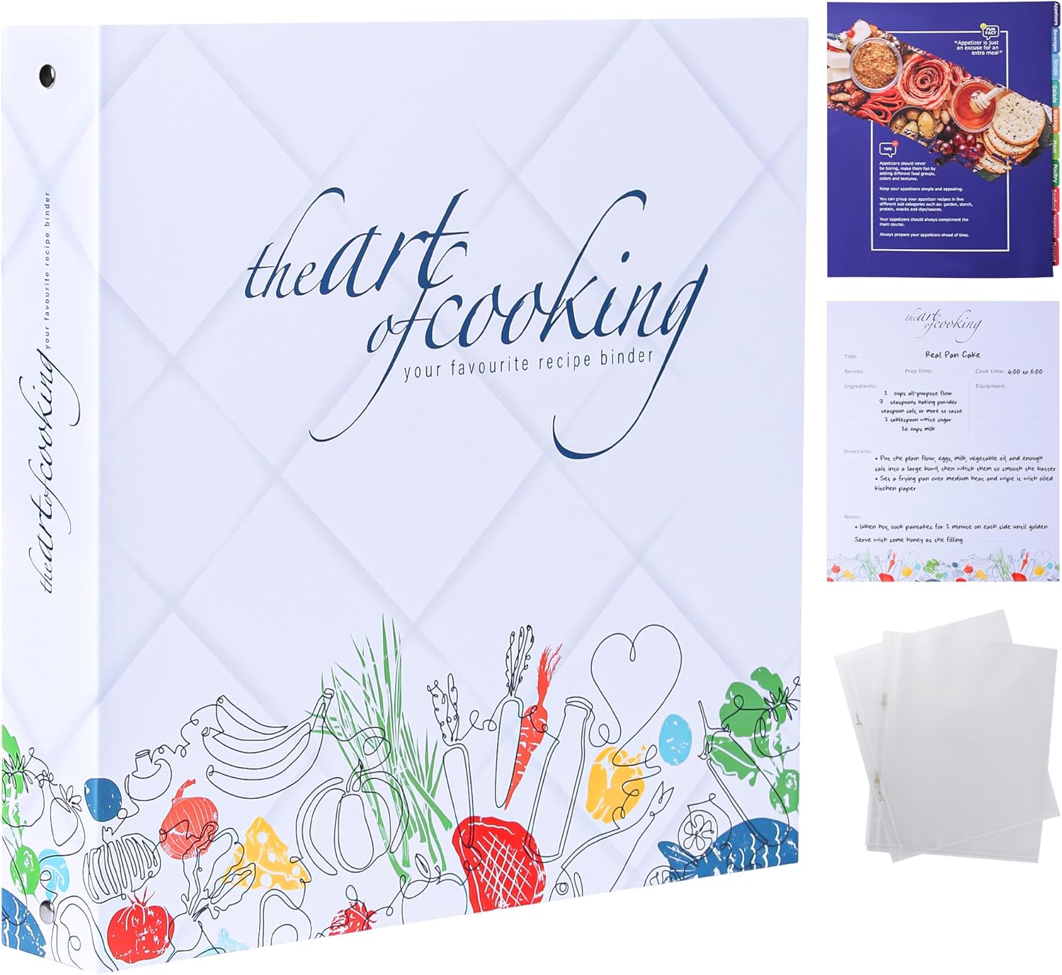 Amazon.com: Recipe Binder with Plastic Sleeves - 3 Ring Family Recipe ...