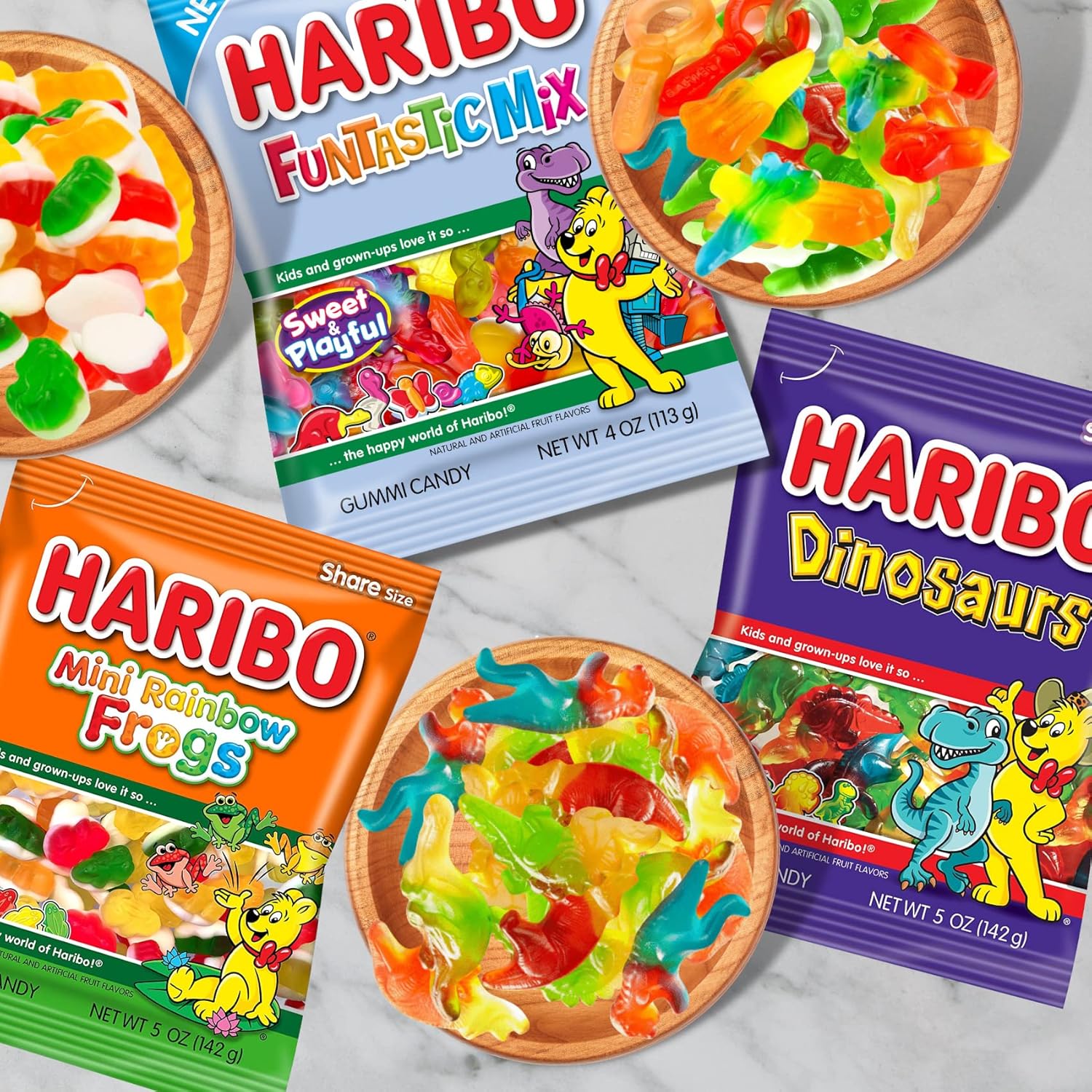 Buy Haribo Dinosaurs, Mini Frogs, and Funtastic Mix Gummi Candy ...
