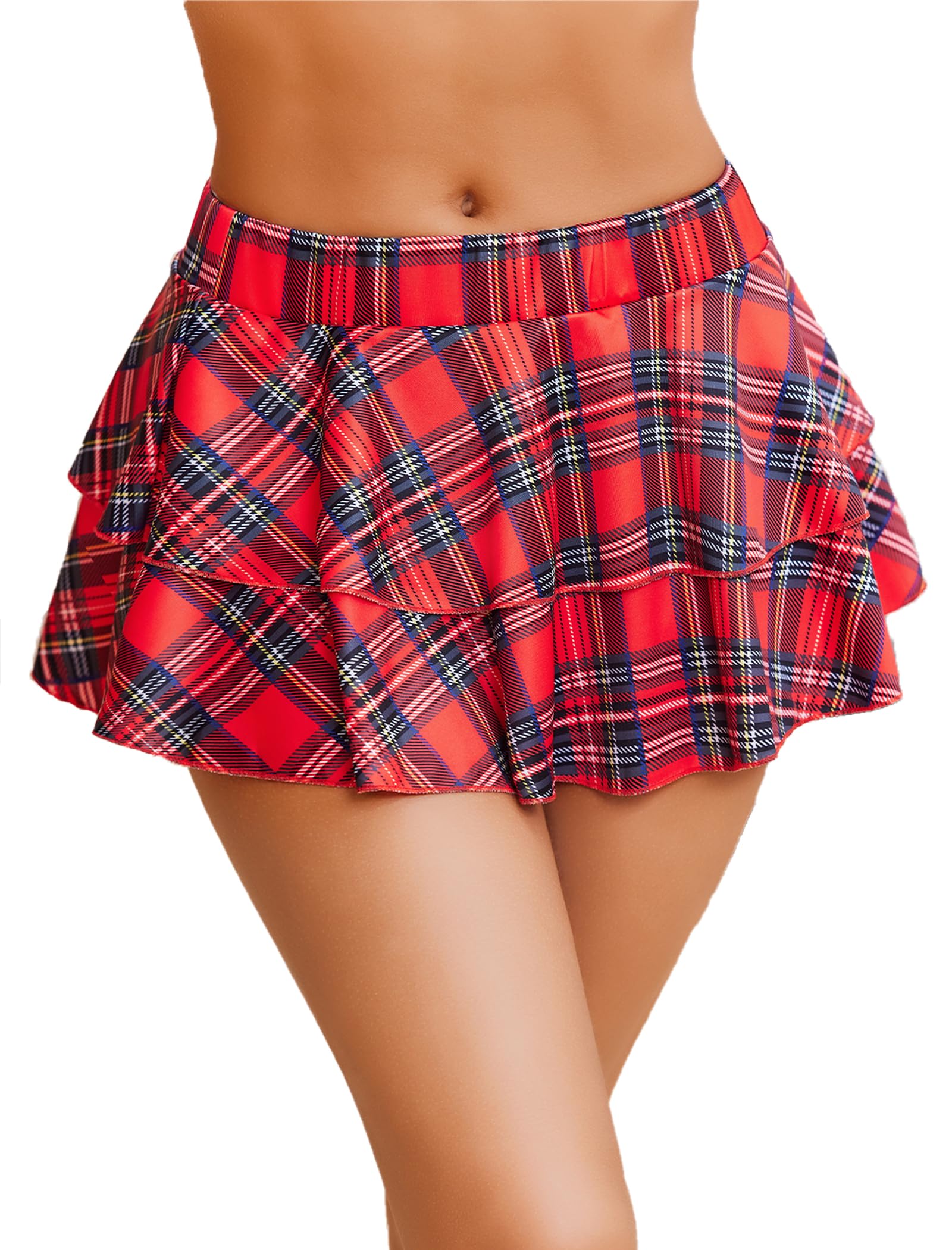 Snapklik.com : Avidlove Women Pleated Mini Skirt Solid Ruffle Lingerie Skirts