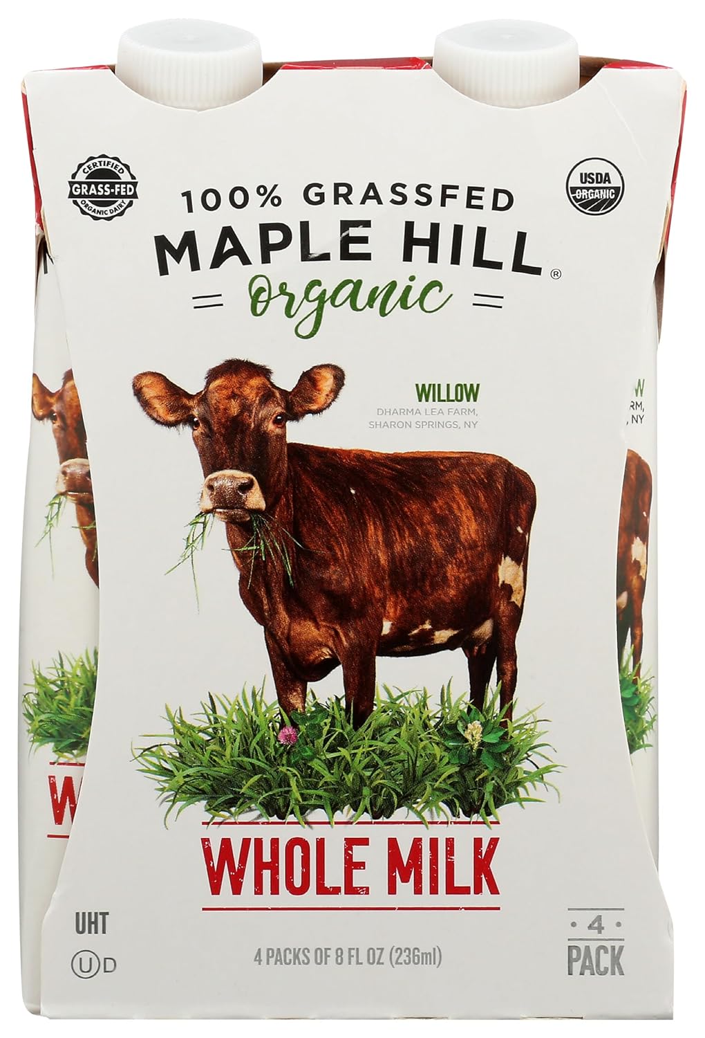 Amazon.com: Maple Hill Creamery Organic Whole Milk 4 Pack, 8 FZ ...